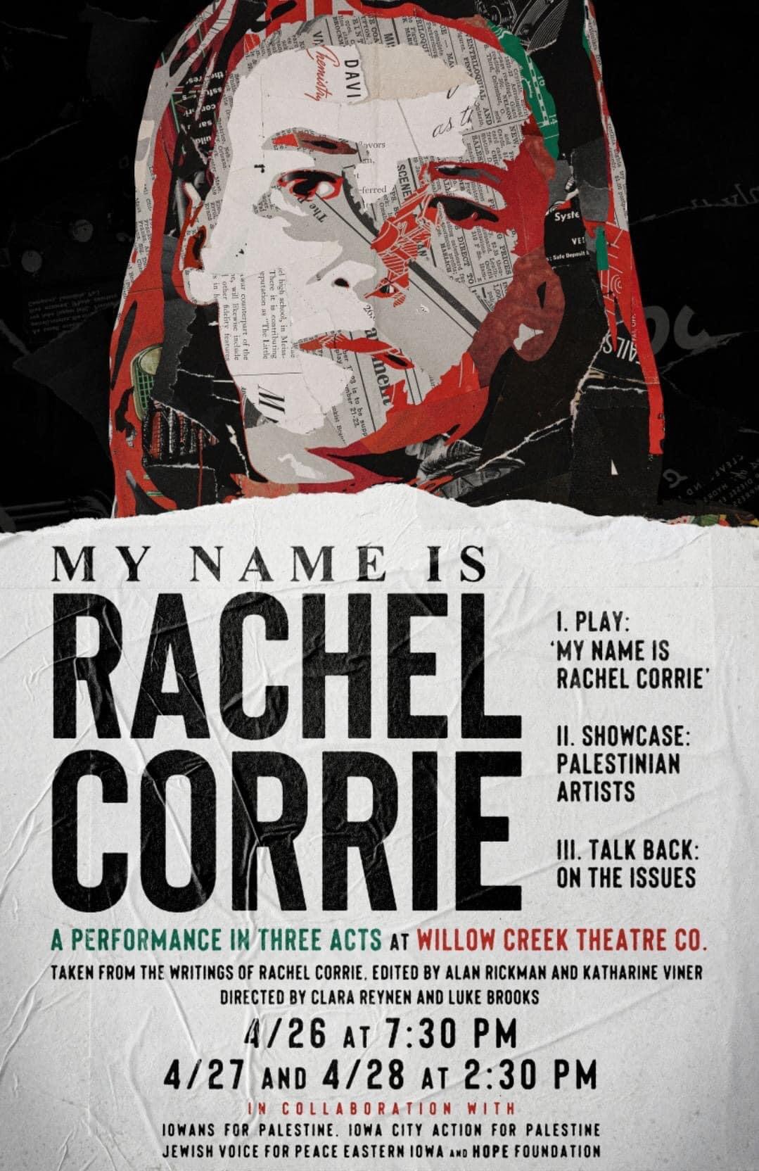 MY NAME IS RACHEL CORRIE April 26-28 – Tara McGovern